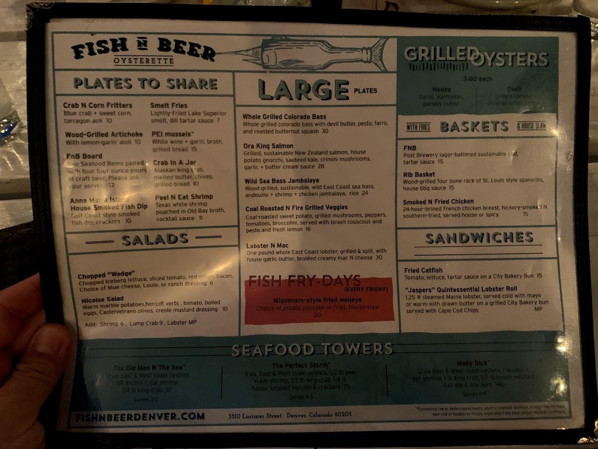 Menu at Fish N Beer pub & bar, Denver