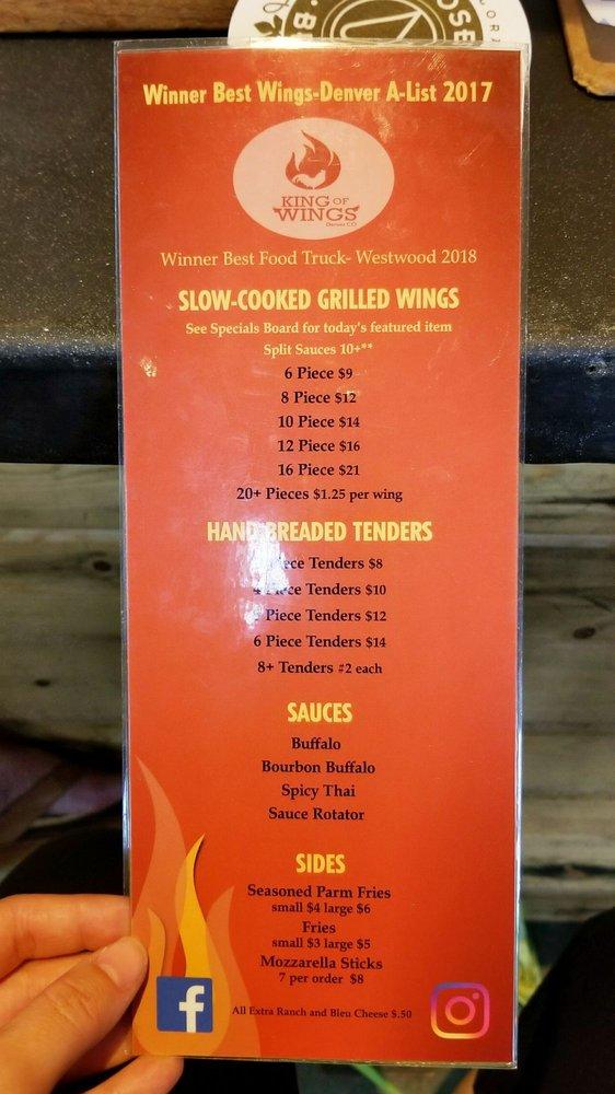 Menu at King of Wings restaurant, Wheat Ridge, W 44th Ave