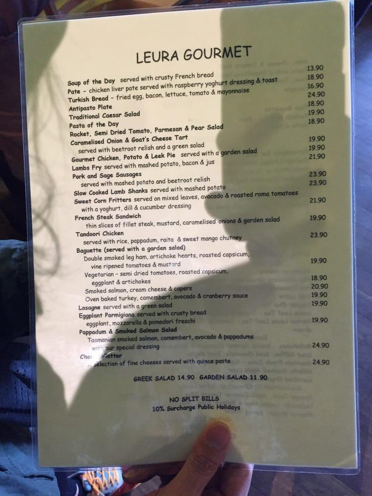 Menu at Leura Gourmet cafe, Leura, 159 Leura Mall