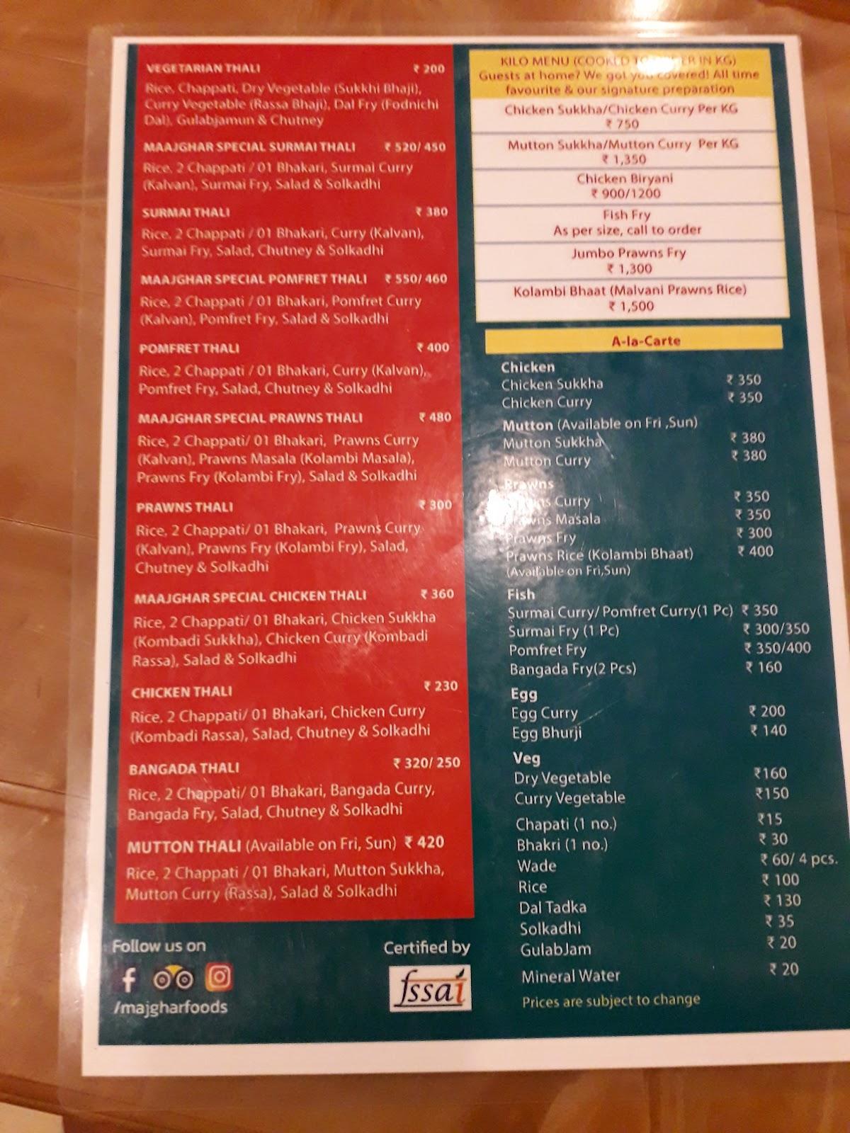 Menu at MajGhar - Thane, Thane