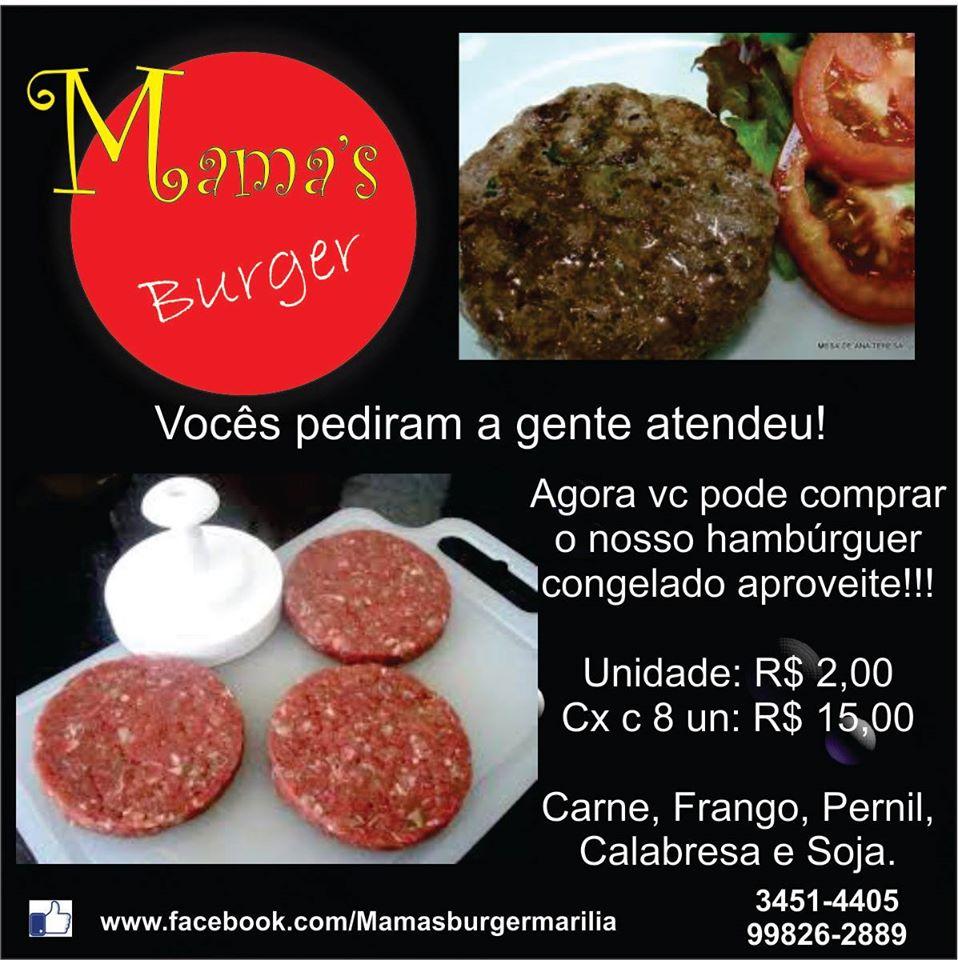 Menu at Mama's Burger restaurant, Marília