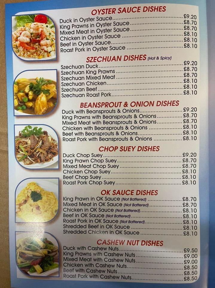 Menu at Mr Sun's Chinese Takeaway restaurant, Barrow-in-Furness