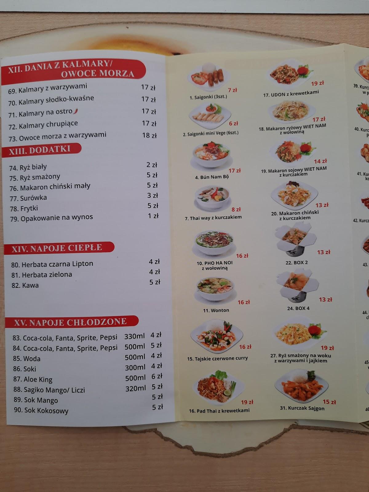 Menu at Bar Minh Anh kuchnia Asian, Warsaw, Wolska 50a/1c
