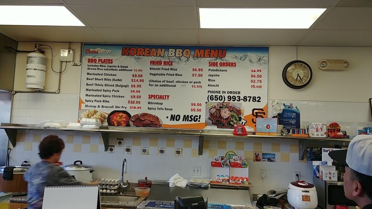 Menu at Bart Grocery, Daly City