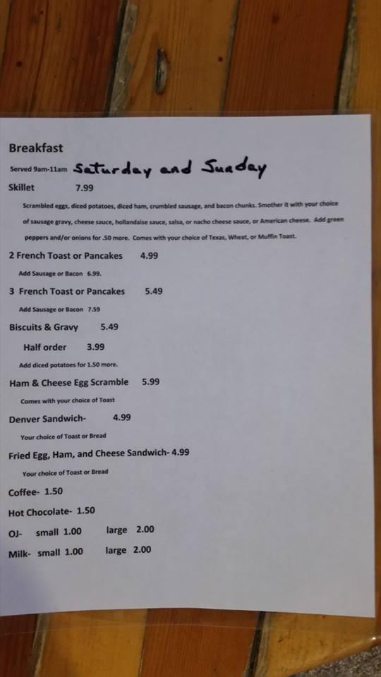 Menu at Bricks Wrenshall Pub, Wrenshall
