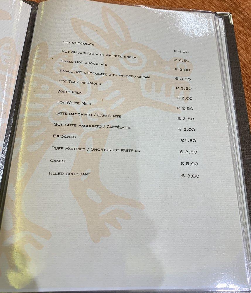 Menu da Caffè Maya caffè bar, Como
