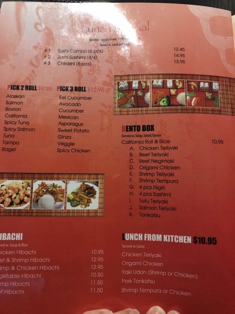 Menu at Origami Sushi restaurant, Tampa, W Hillsborough Ave