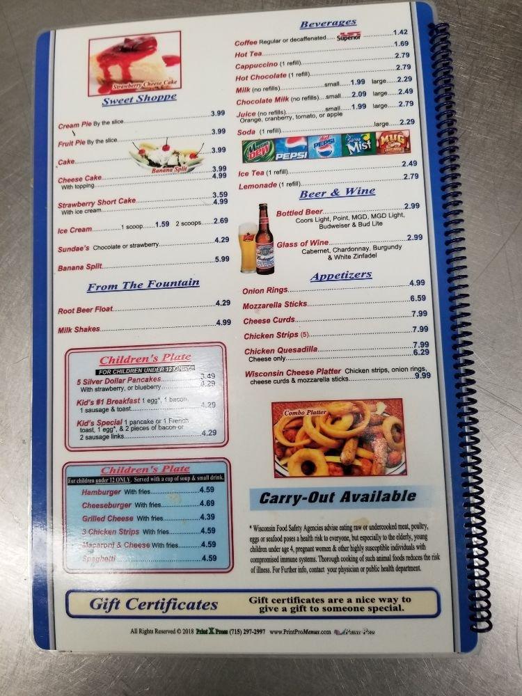 Menu at Rhinelander Family Restaurant, Rhinelander