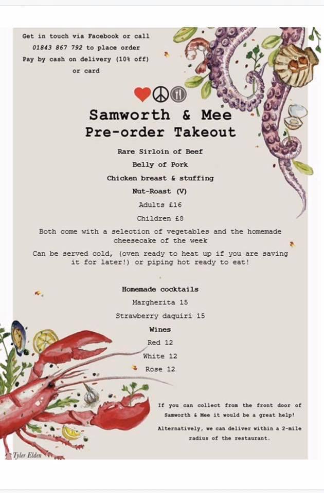 Menu at Samworth & Mee restaurant, Broadstairs