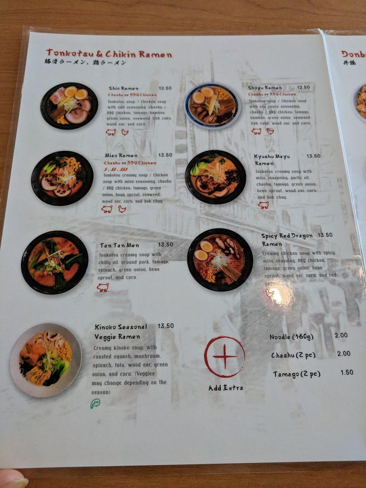 Menu at Asakusa restaurant, Waterloo