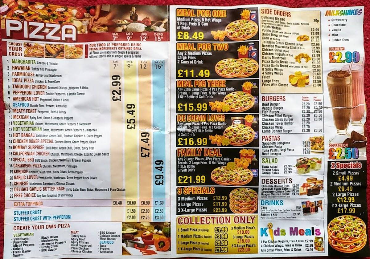 Menu at Big Fellas Pizza pizzeria, Birmingham