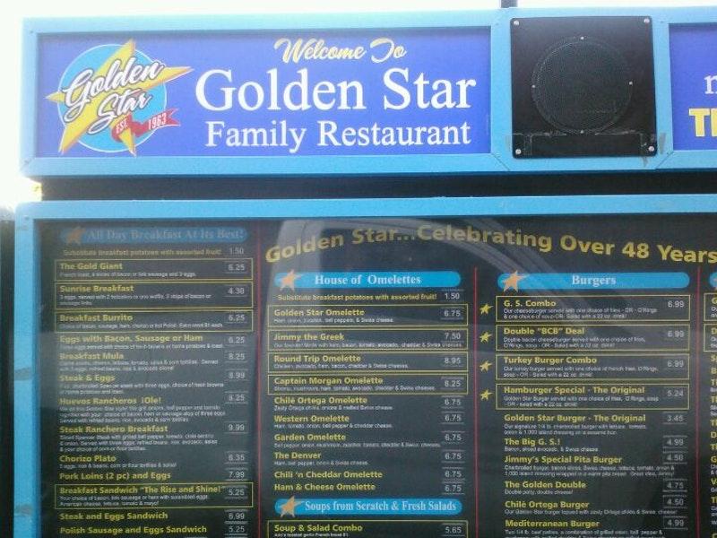 Menu at Golden Star Restaurant, Long Beach, W Pacific Coast Hwy