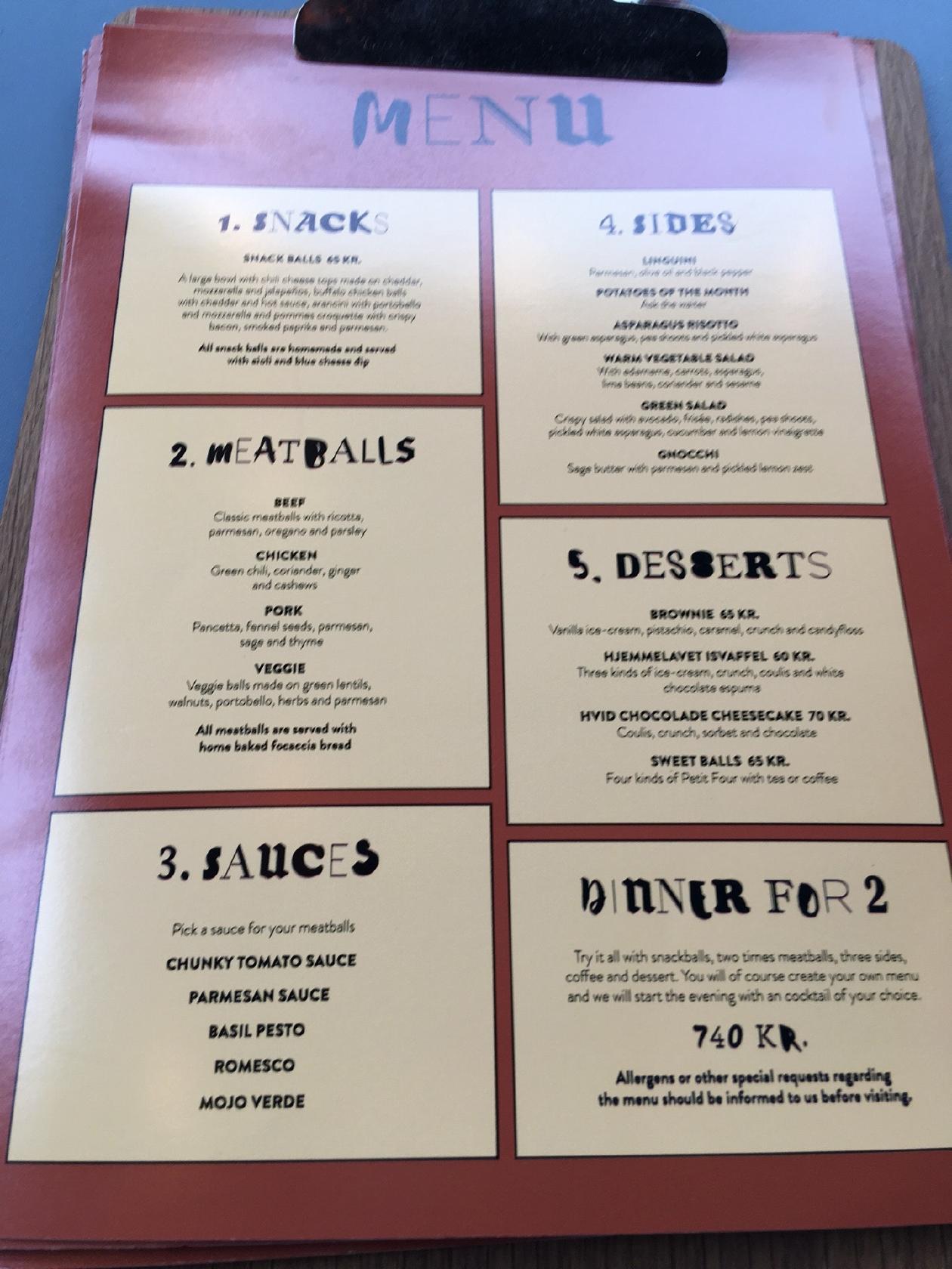 Menu at Hey Darling pub & bar, Copenhagen
