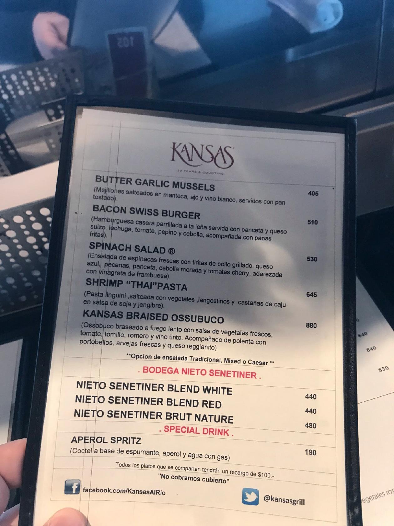 Carta de barbacoa Kansas, Vicente López, Av. del Libertador 105