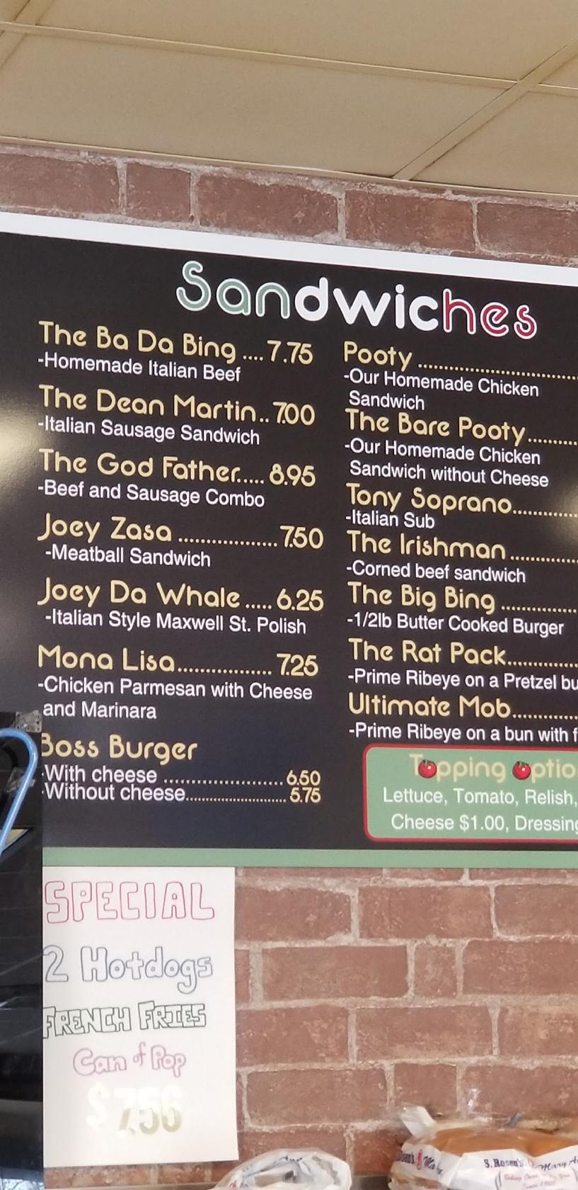 Menu at Kathy’s Kitchen, division of BaDa Bing Beef Company fast food ...