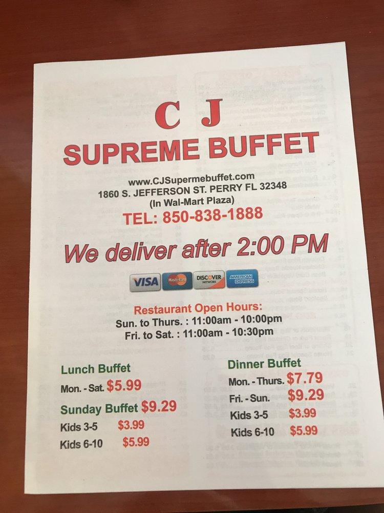 Menu at C J Supreme Buffet restaurant, Perry