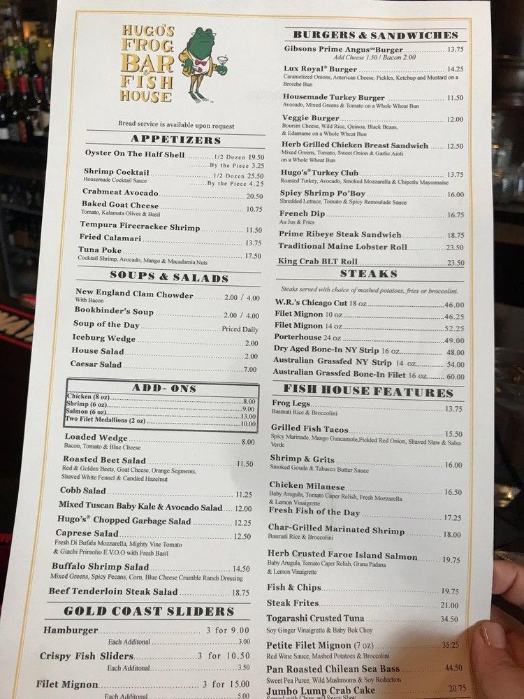 Menu at Hugo's Frog Bar & Fish House, Naperville