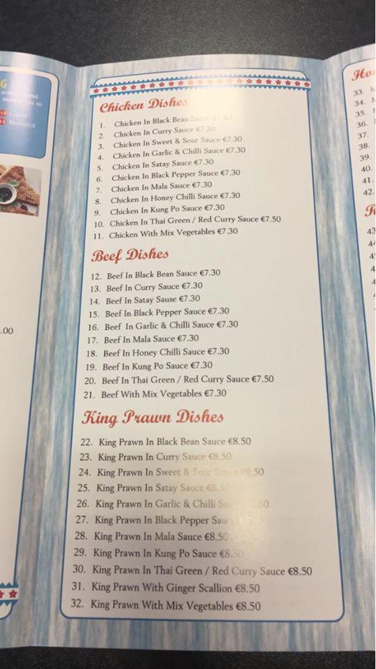 Menu at Nice Day Dundalk Chinese Take Away Dundalk restaurant, Dundalk