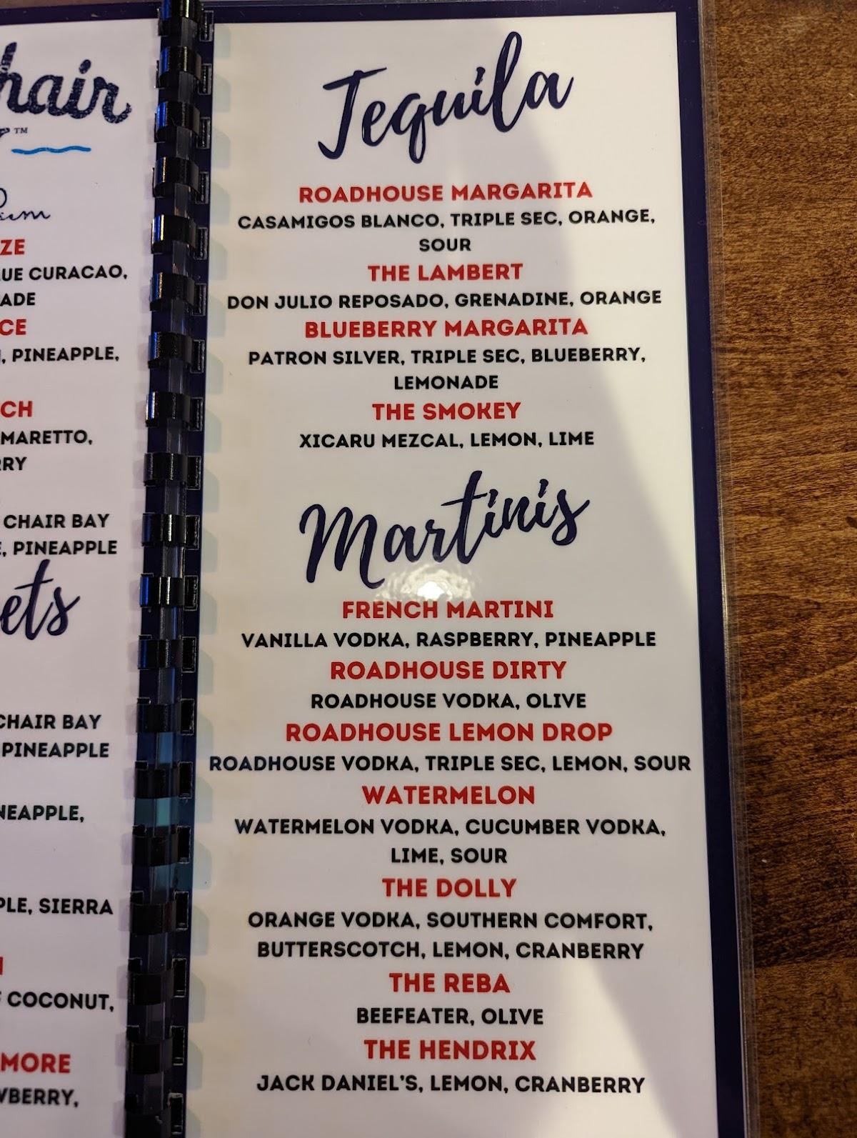 Menu at Roadhouse 38 pub & bar, Lombard