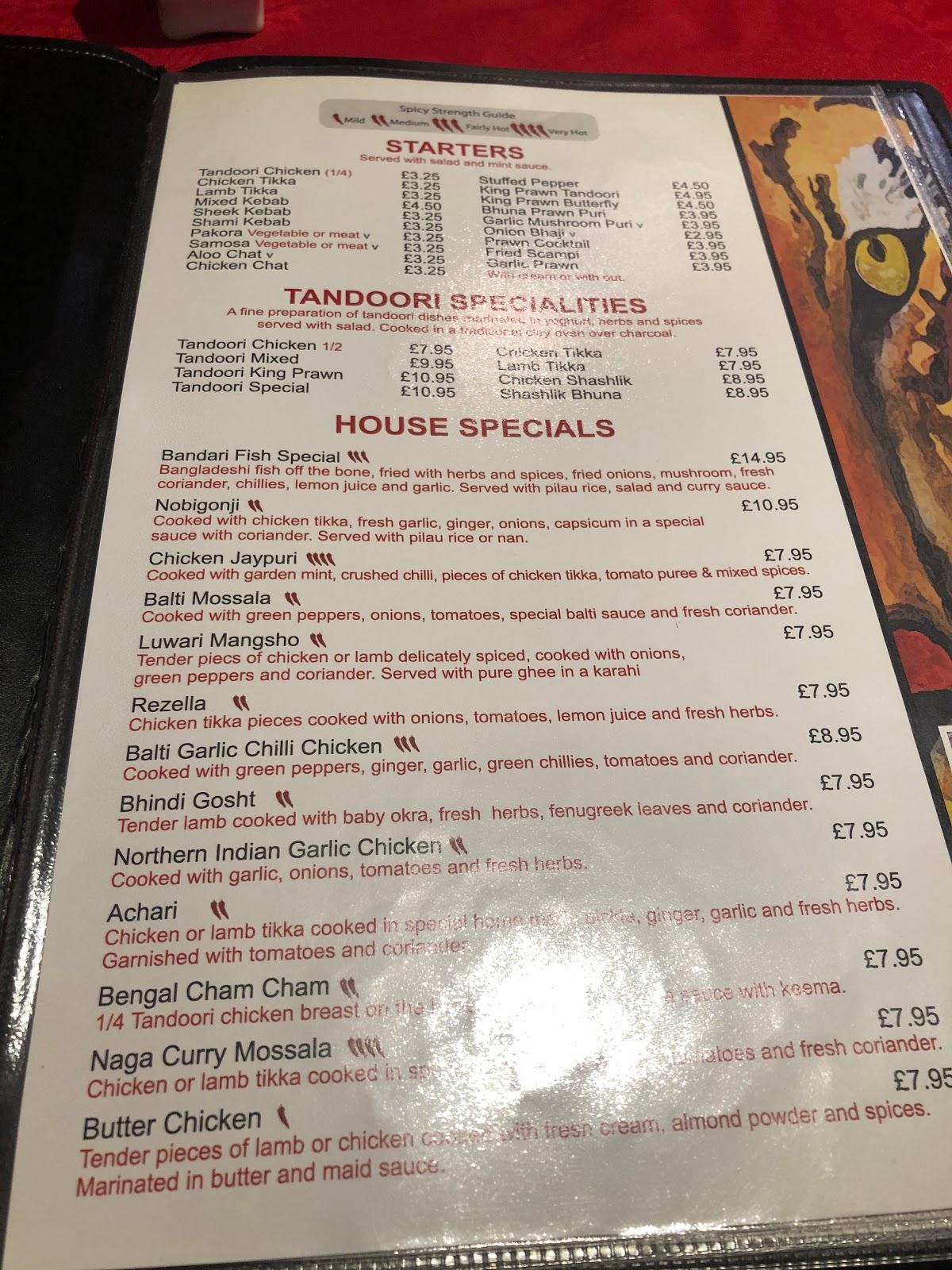 Menu at Taste Of Bengal restaurant, Penrith