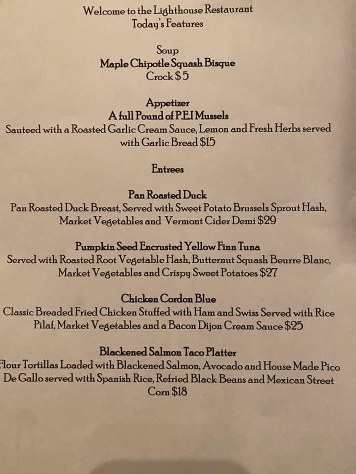 Menu at The Lighthouse Restaurant and Lounge, Colchester
