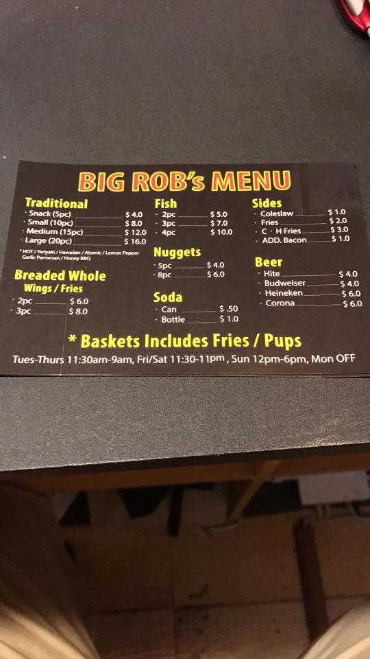 Menu at BIG ROBs Wings-N-Things pub & bar, Daegu