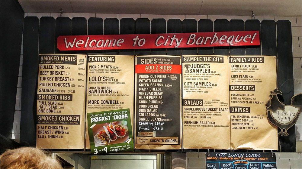 Menu at City Barbeque, Raleigh, Falls of Neuse Rd