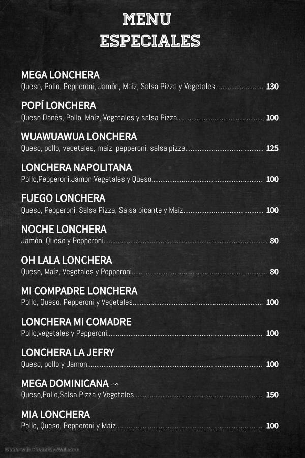 Menu at Lonchera rd restaurant, La Romana