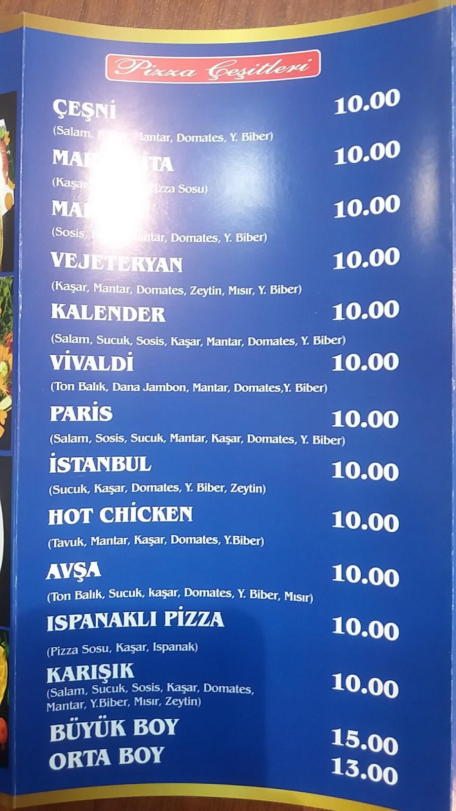 Carta de Melodi Restaurant, Estambul, İdil Sk. No:9