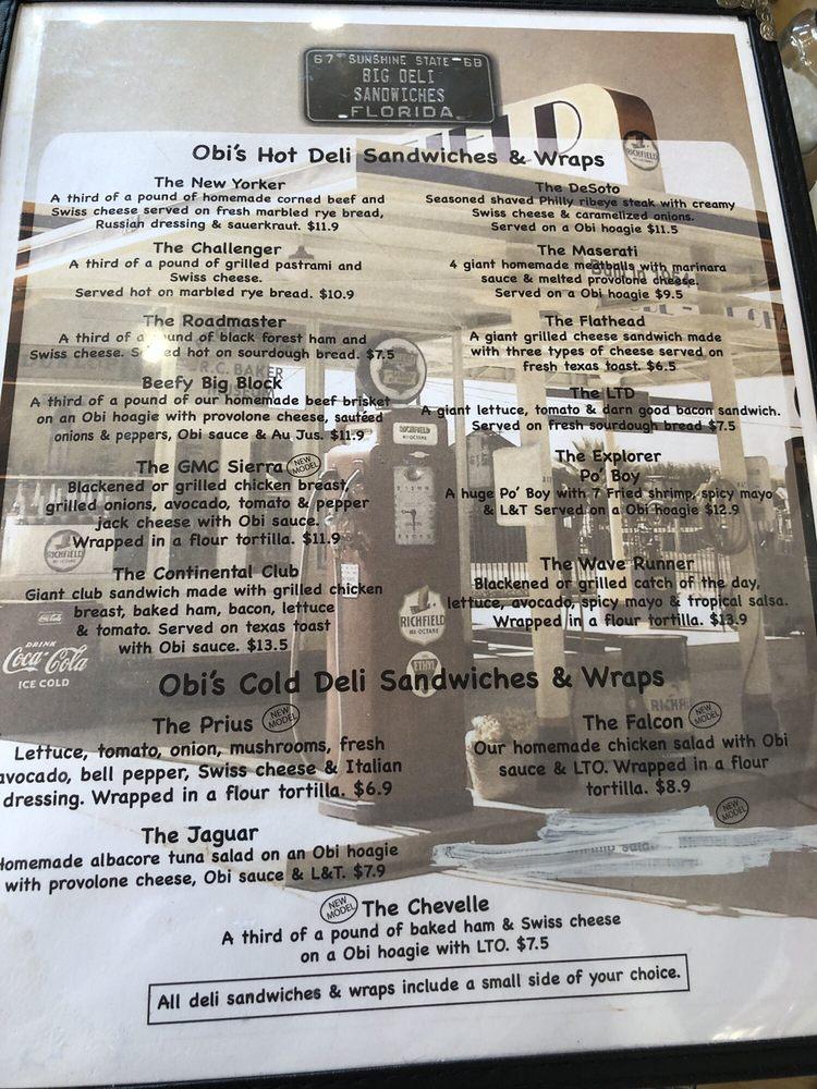 Menu at Obi's Fillin' Station desserts, St. Augustine