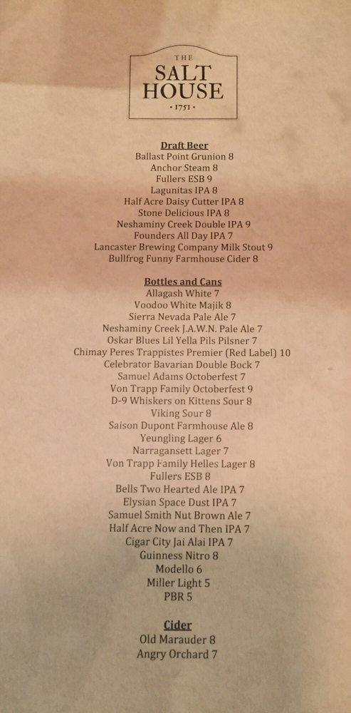 Menu at The Salt House pub & bar, New Hope