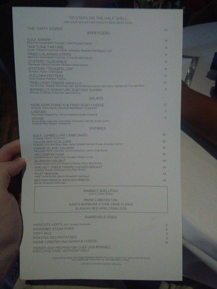 Menu at Waters Restaurant, Fort Worth