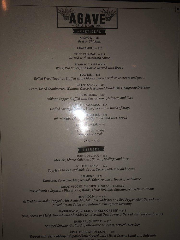 Menu at Agave pub & bar, Greenport