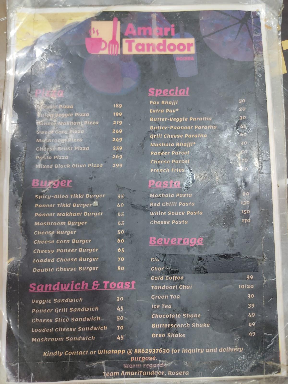 Menu at AmariEats, Rosera