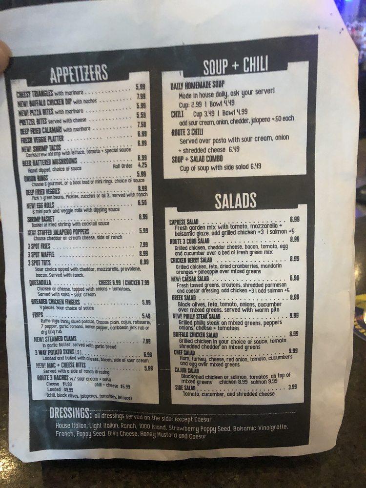 Menu at The 3 Spot pub & bar, North Royalton