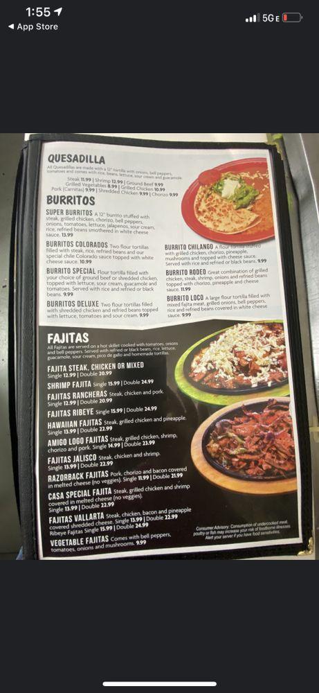 Menu at Amigo Loco Quitman Mexican Restaurant, Quitman