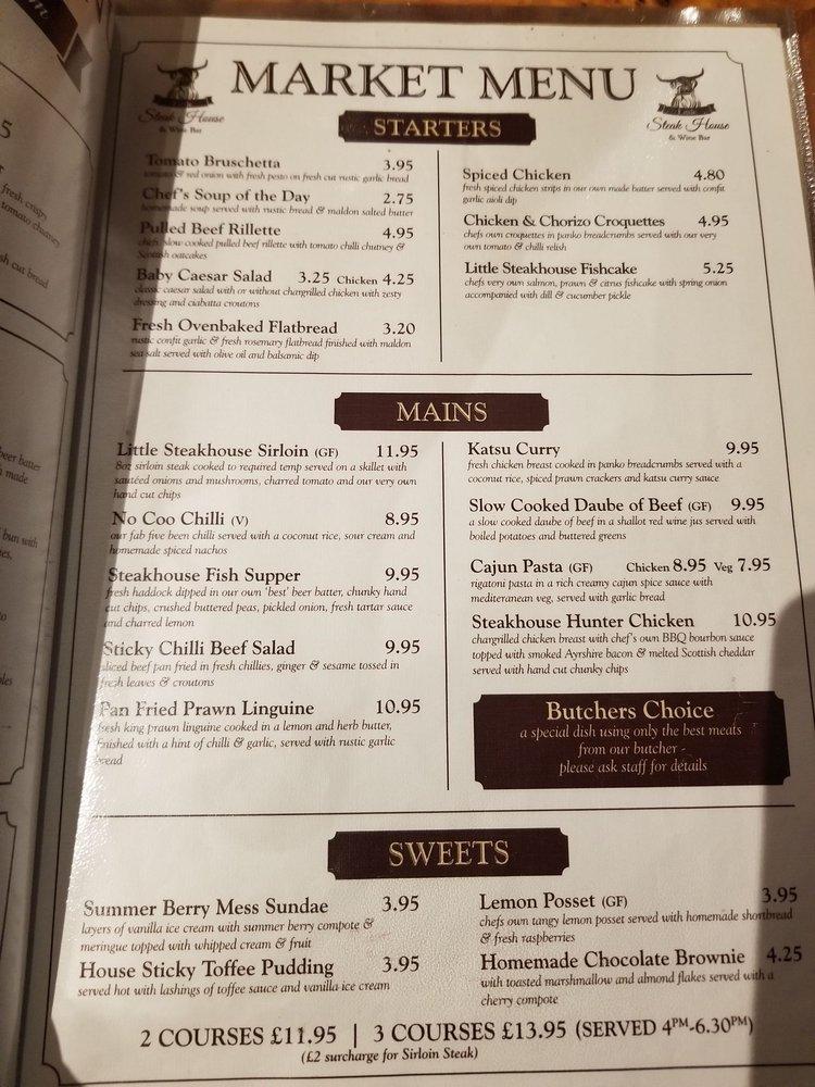 Menu at Little Steak House steakhouse, Paisley