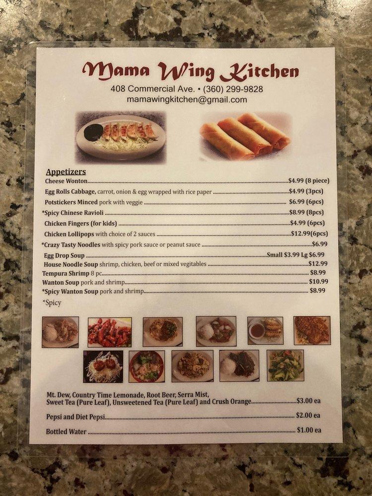 Menu at MaMa Wing desserts, Anacortes