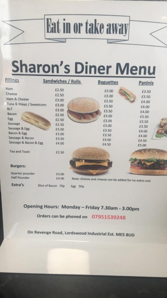Menu at Sharon's Diner restaurant, Chatham