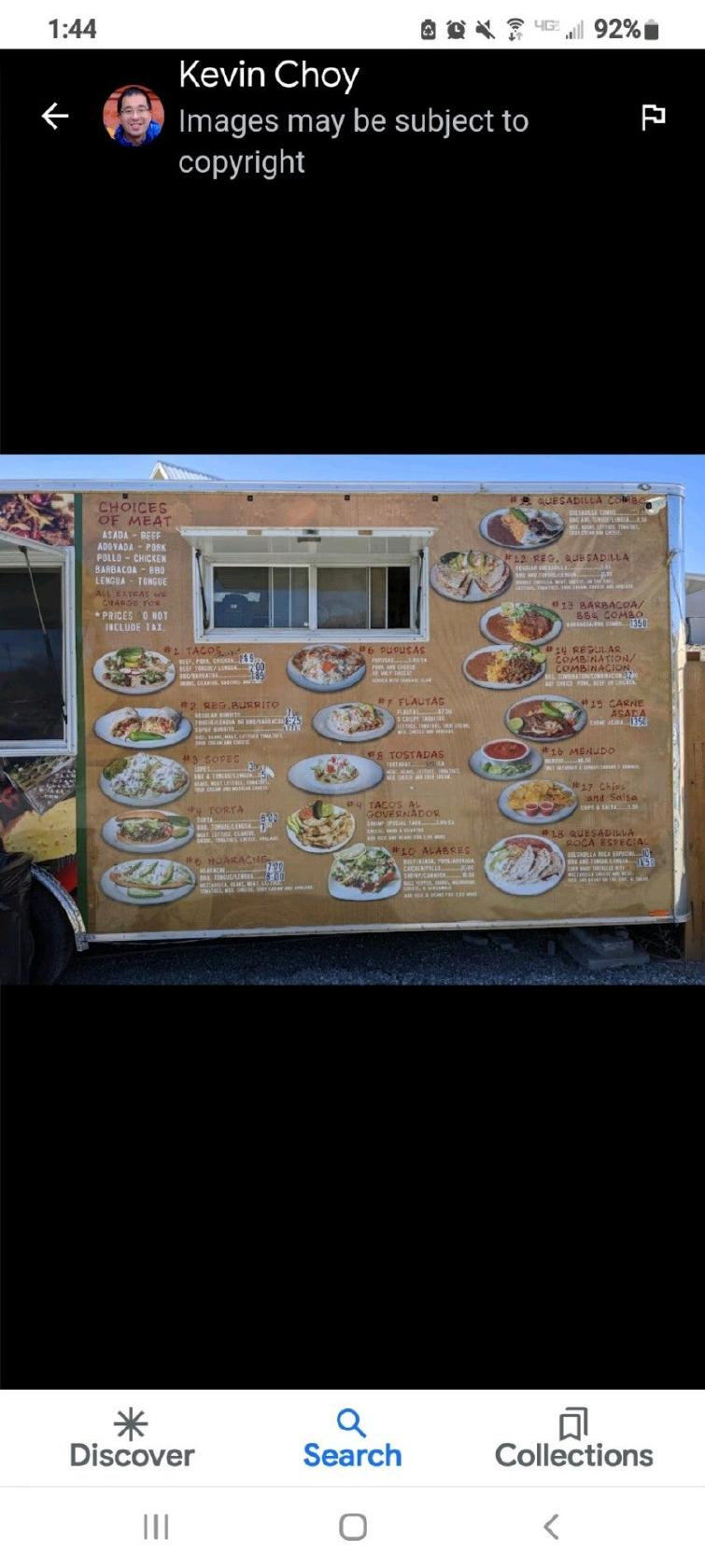 Menu at Tacos La Roca restaurant, Chelan, Chelan Falls Rd