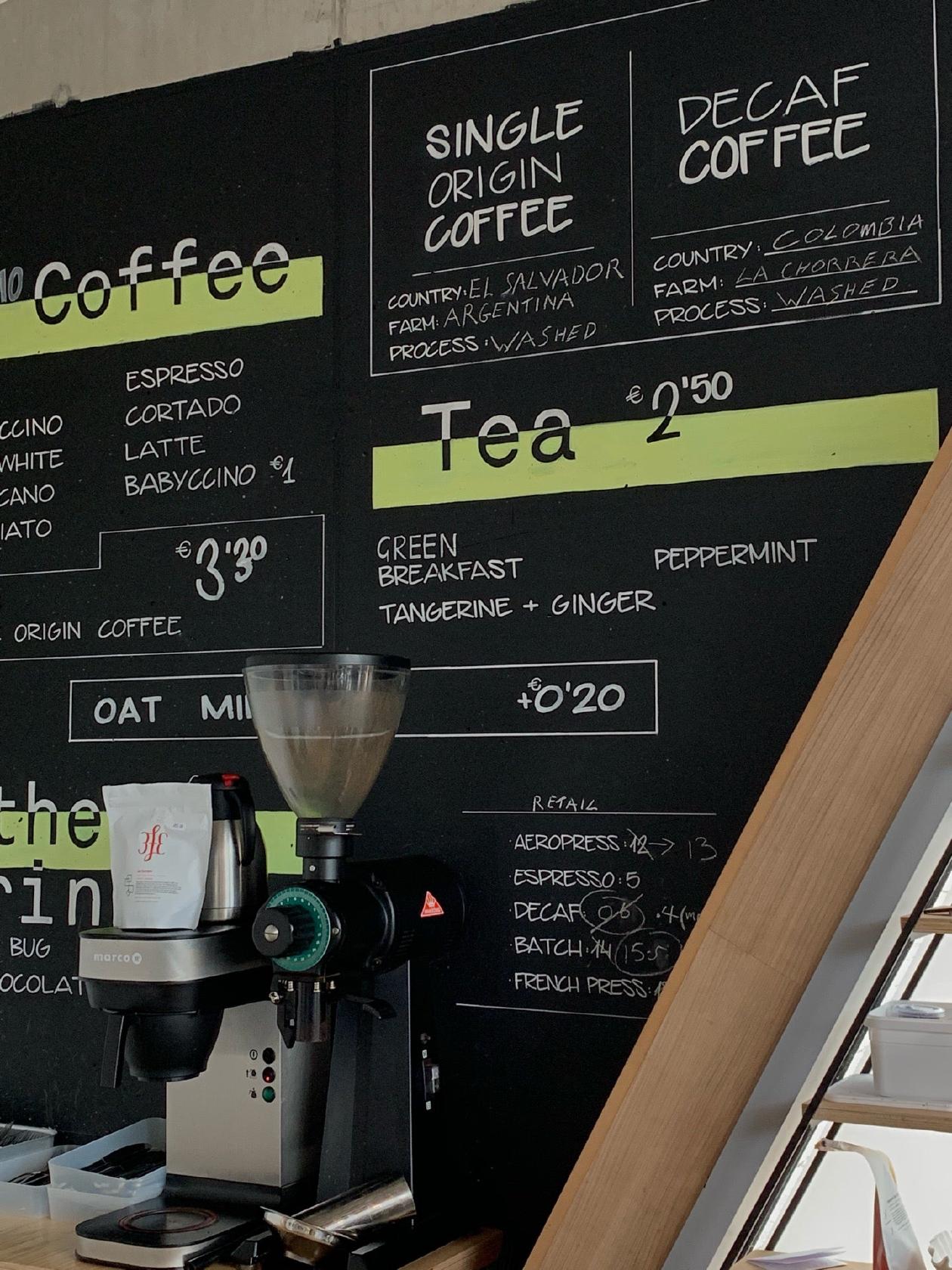 Menu at Storyboard cafe, Dublin