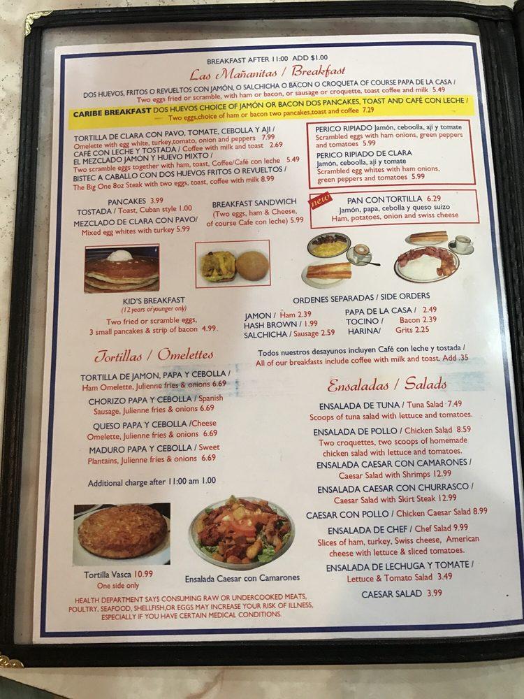 Menu at Caribe Cafe Restaurant, Miami, NW 7th St