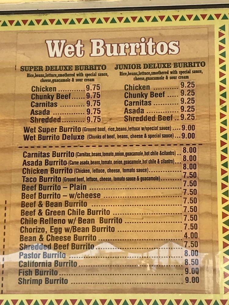 Menu at El Burrito Jr restaurant, Redondo Beach
