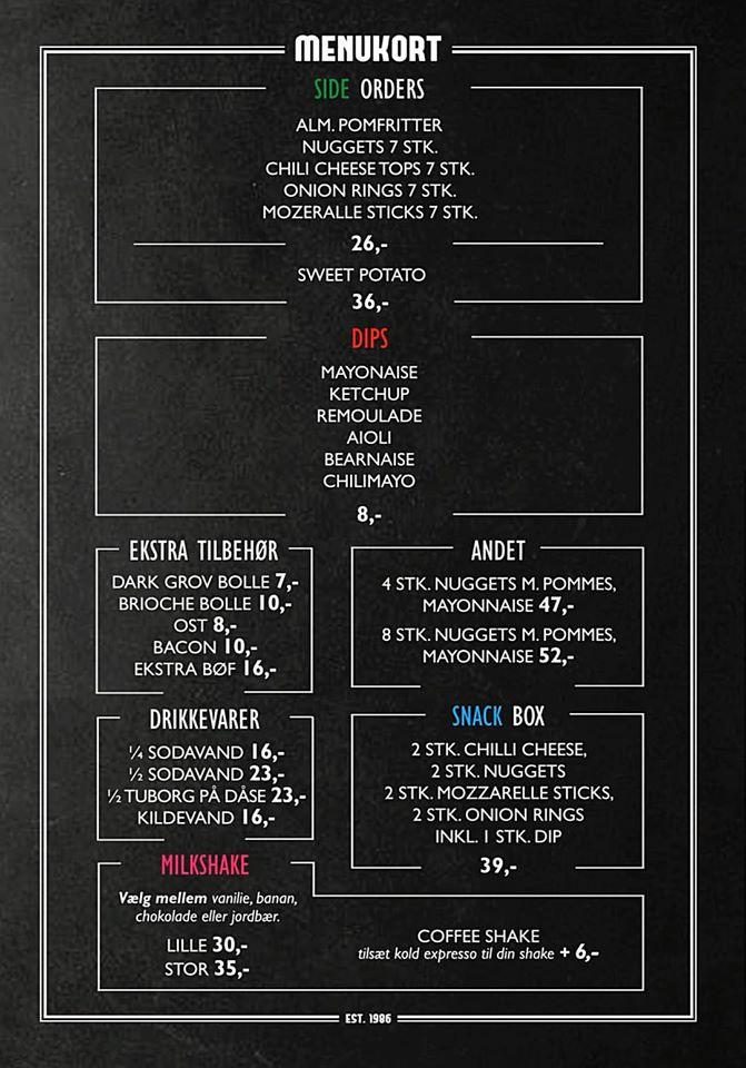Menu at Madonna restaurant, Helsingør