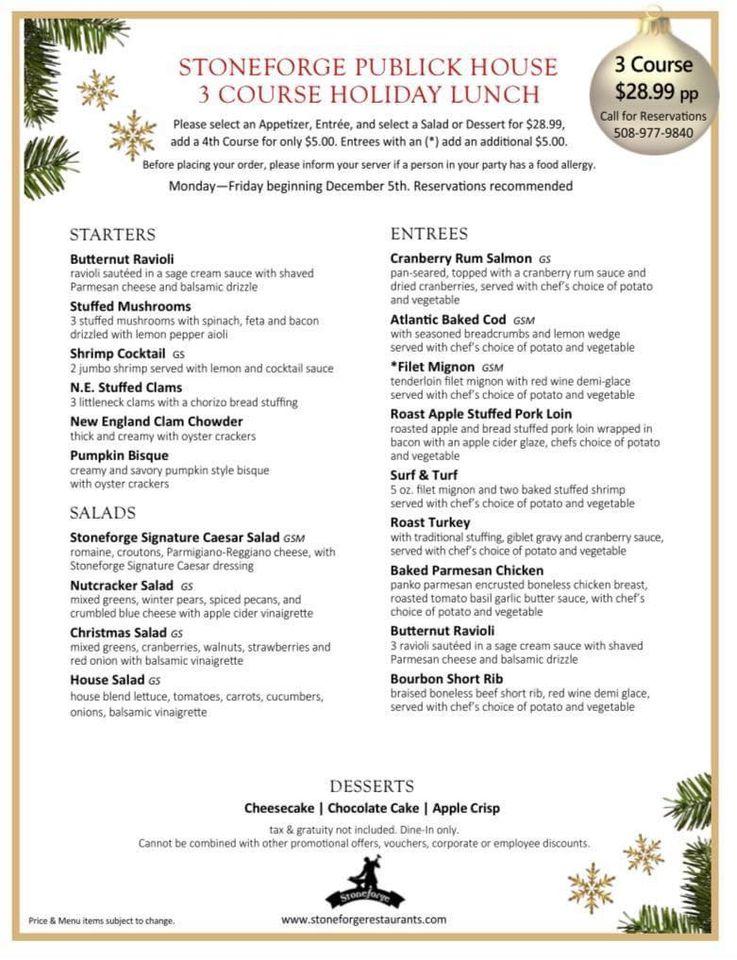 Menu at Stoneforge Tavern & Publick House, Raynham