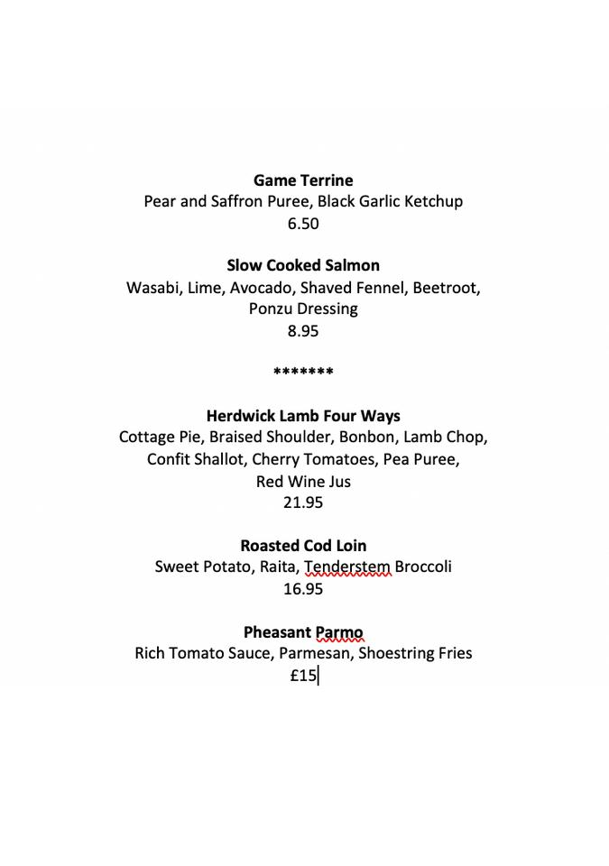 Menu at The Black Labrador pub & bar, Underbarrow