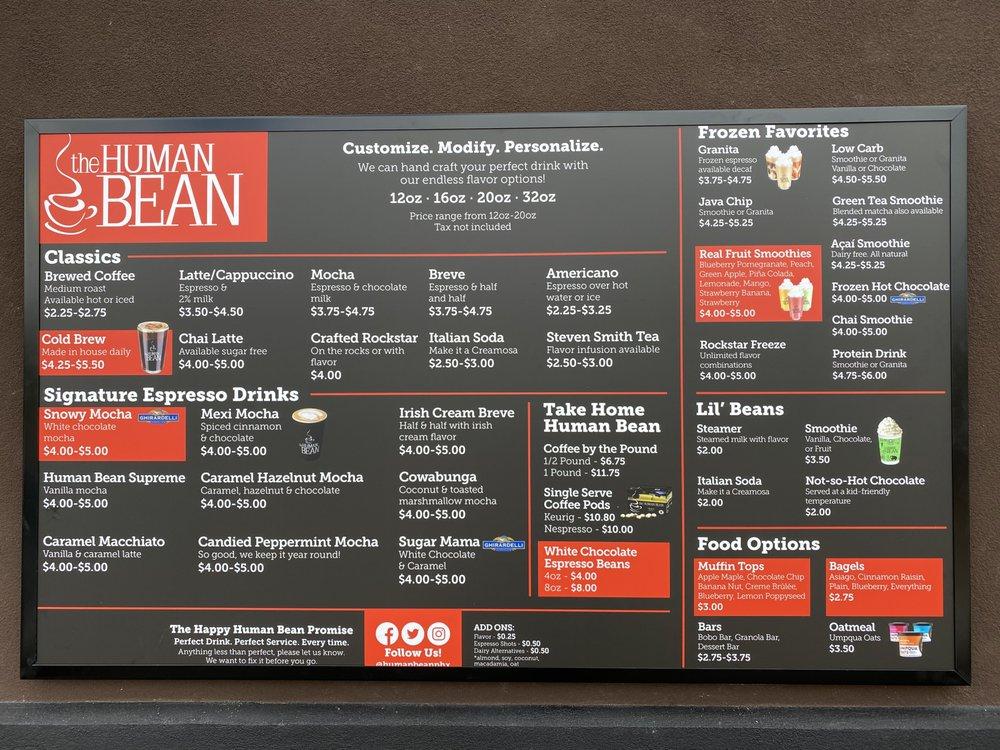 Menu at The Human Bean, Phoenix, E Baseline Rd
