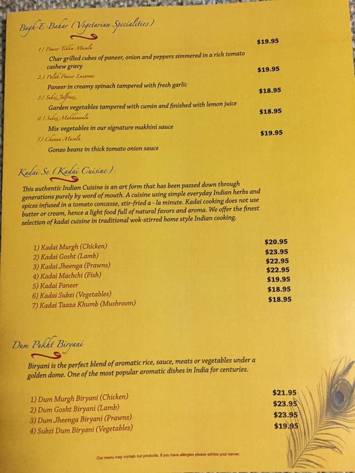 Menu at Chef Abhi's Classic Indian Cuisine restaurant, Terrace