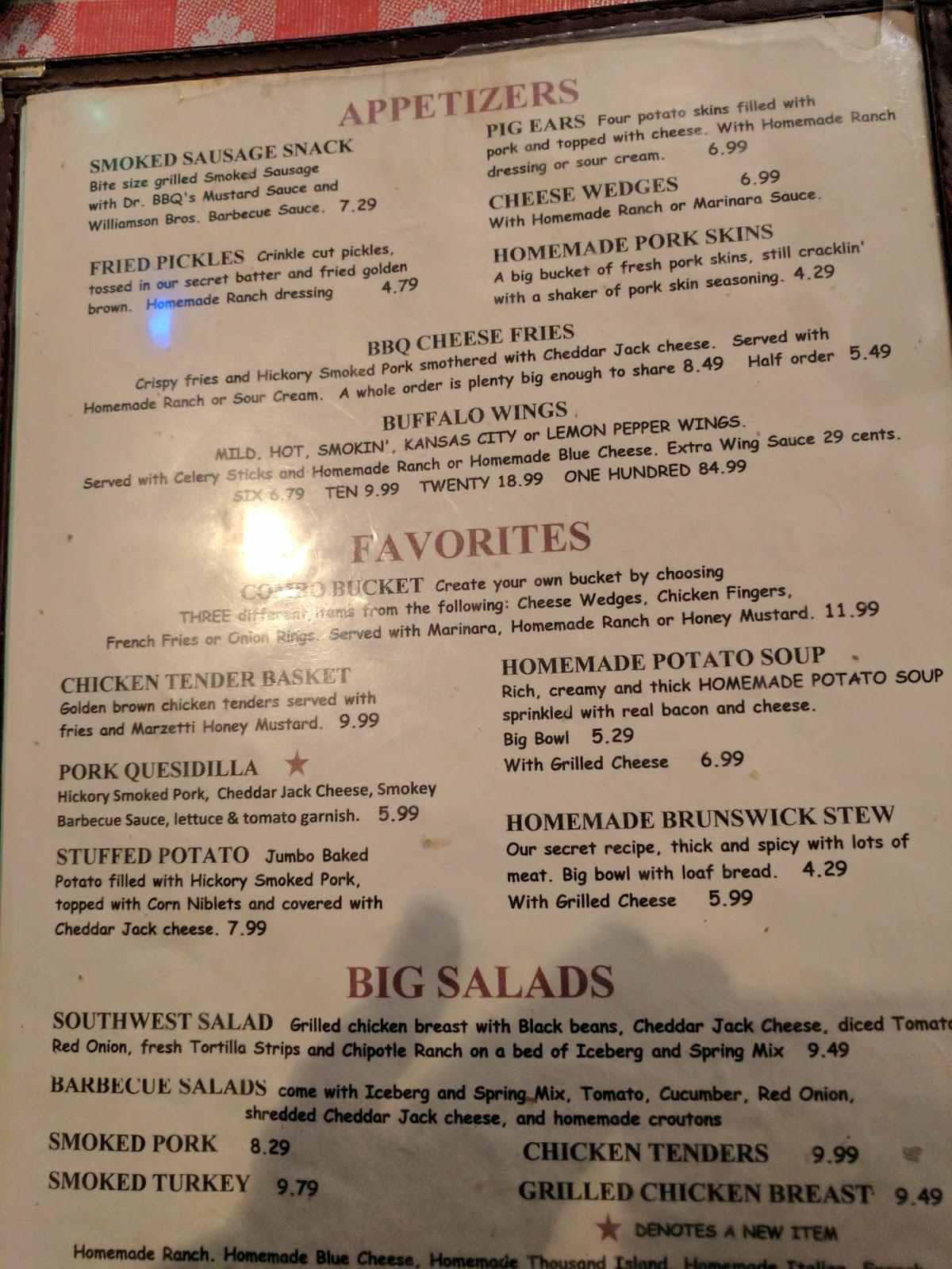 Menu at Hog Heaven/ Red Rooster BBQ, LaGrange, W Point Rd