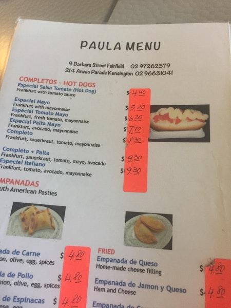 Menu at Paula Continental Cakes restaurant, Fairfield